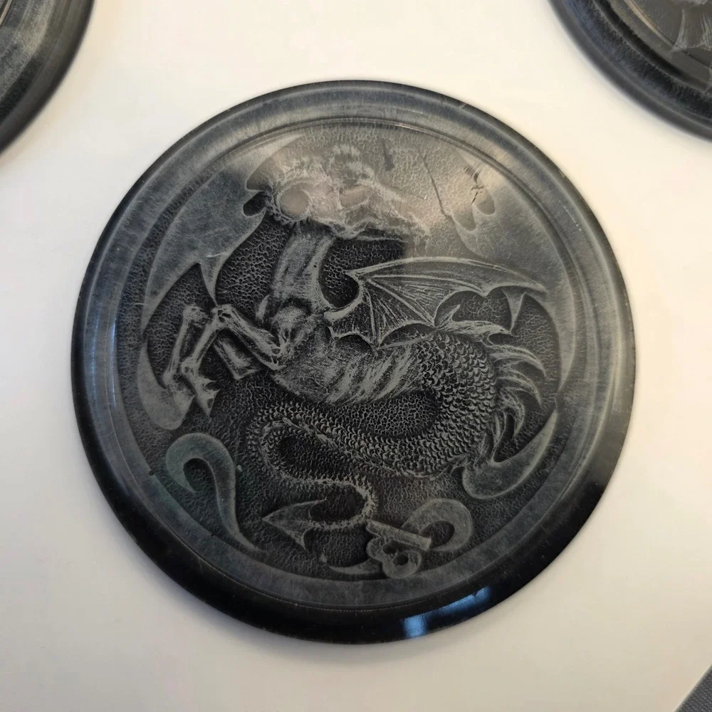 Dining | Gothic Zodiac Coaster Set W Gargoyle Cathedral Holder 12 Total ...